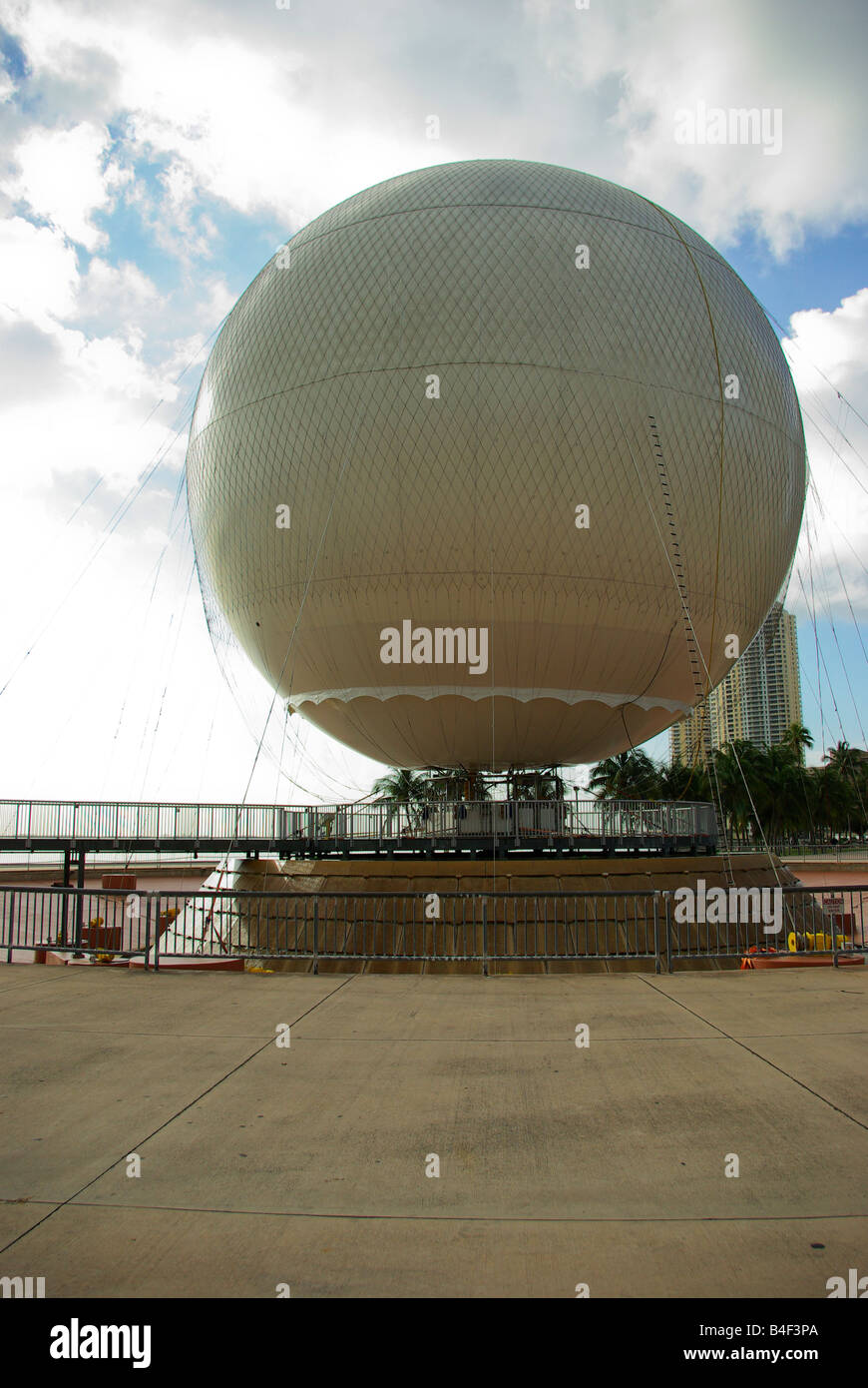 A hot air balloon waits to take passengers into the air to view Miami ...