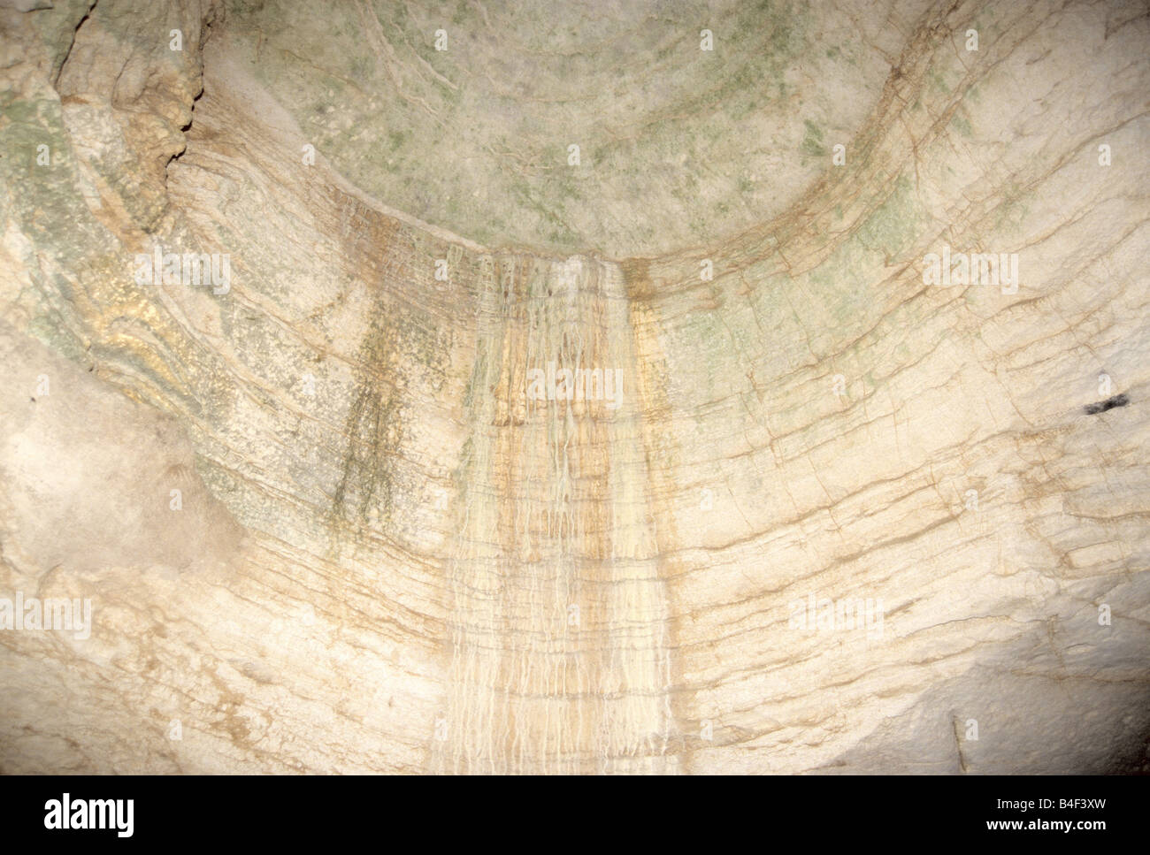 Longhorn Caverns State Park, TX, USA Calcite flows on limestone bedrock ...