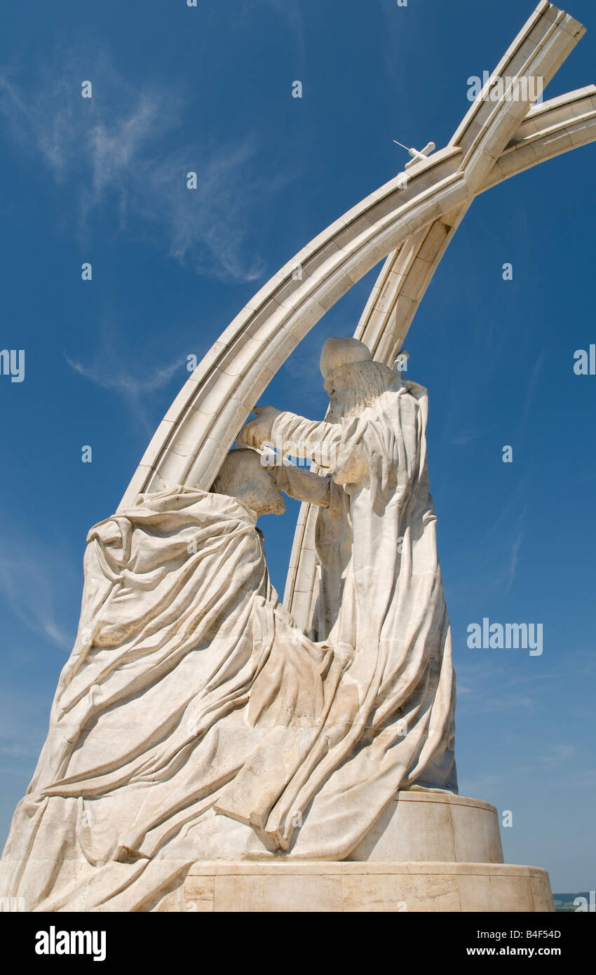 Sculpture portraing hungarian King Istvan's (Stephen) coronation at ...