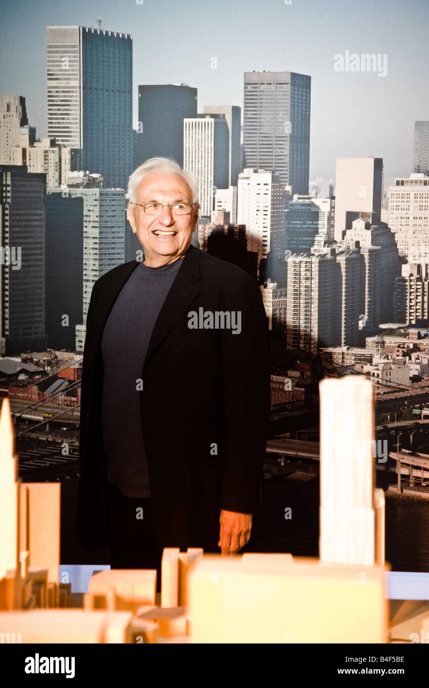 The architect Frank Gehry at a press event unveiling his design for The ...