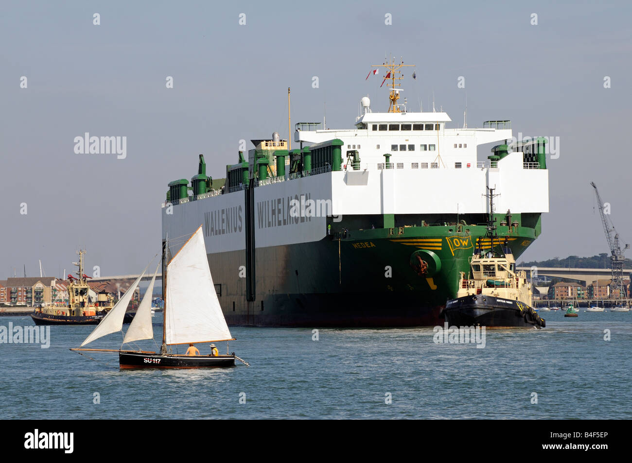 Port of Southampton England car carrier transporter ship MV Medea and ...