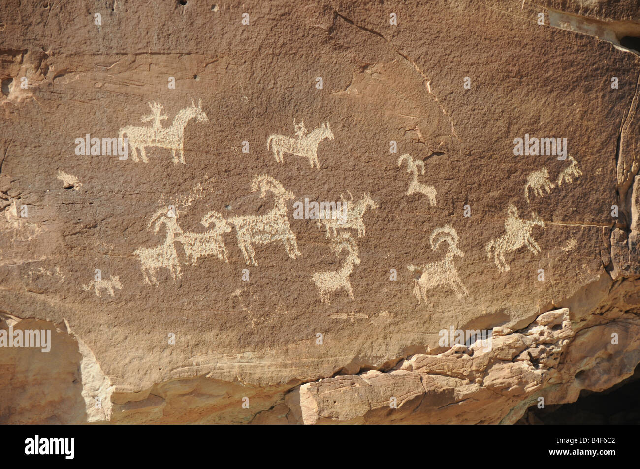 Ute rock art petroglyphs in Arches National Park, Utah, USA Stock Photo ...