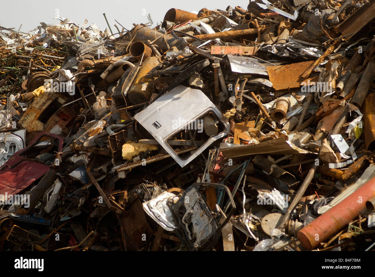 Metal awaiting processing in a recycling plant along Newtown Creek an ...