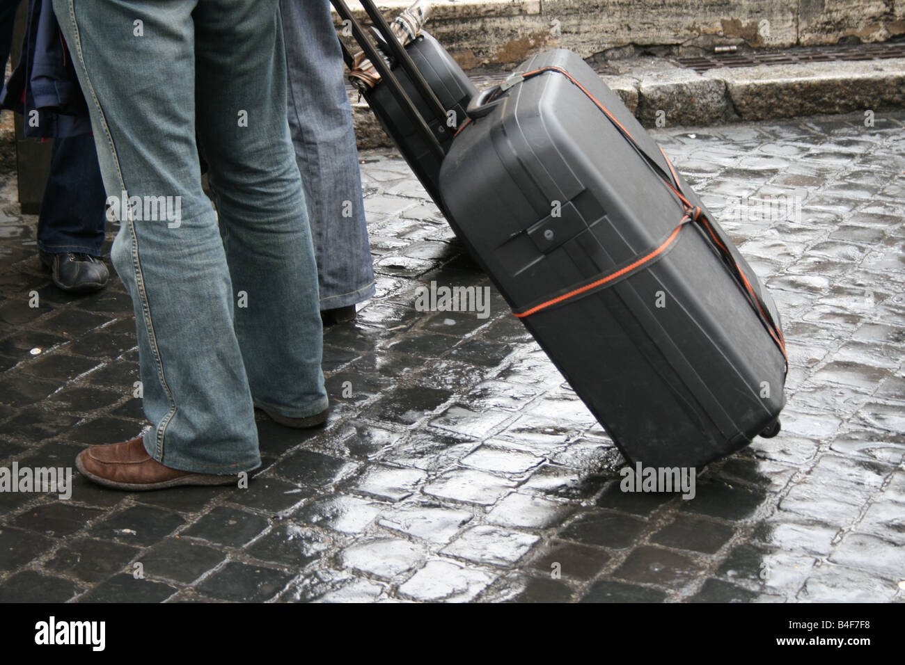 one person walking in street in city town Stock Photo - Alamy