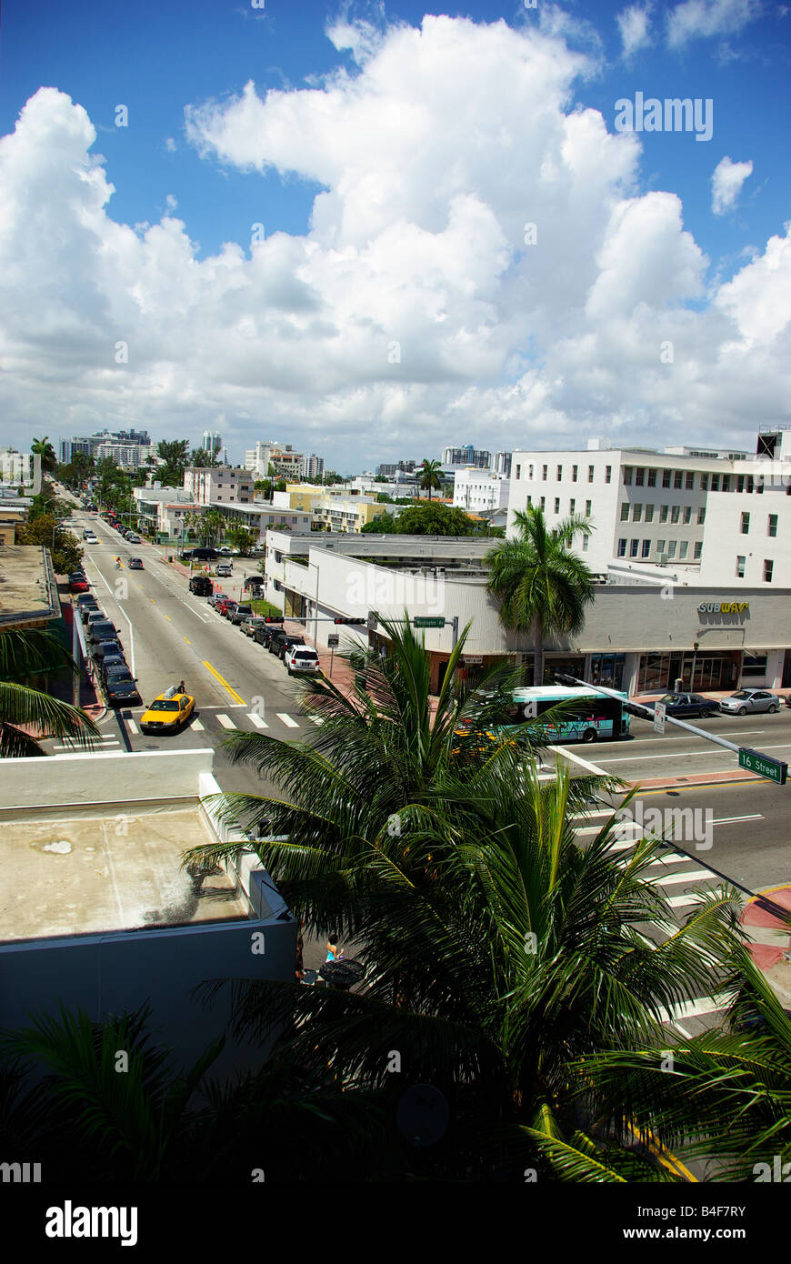 An overhead view of a street in South Beach, Miami, Florida Stock Photo ...