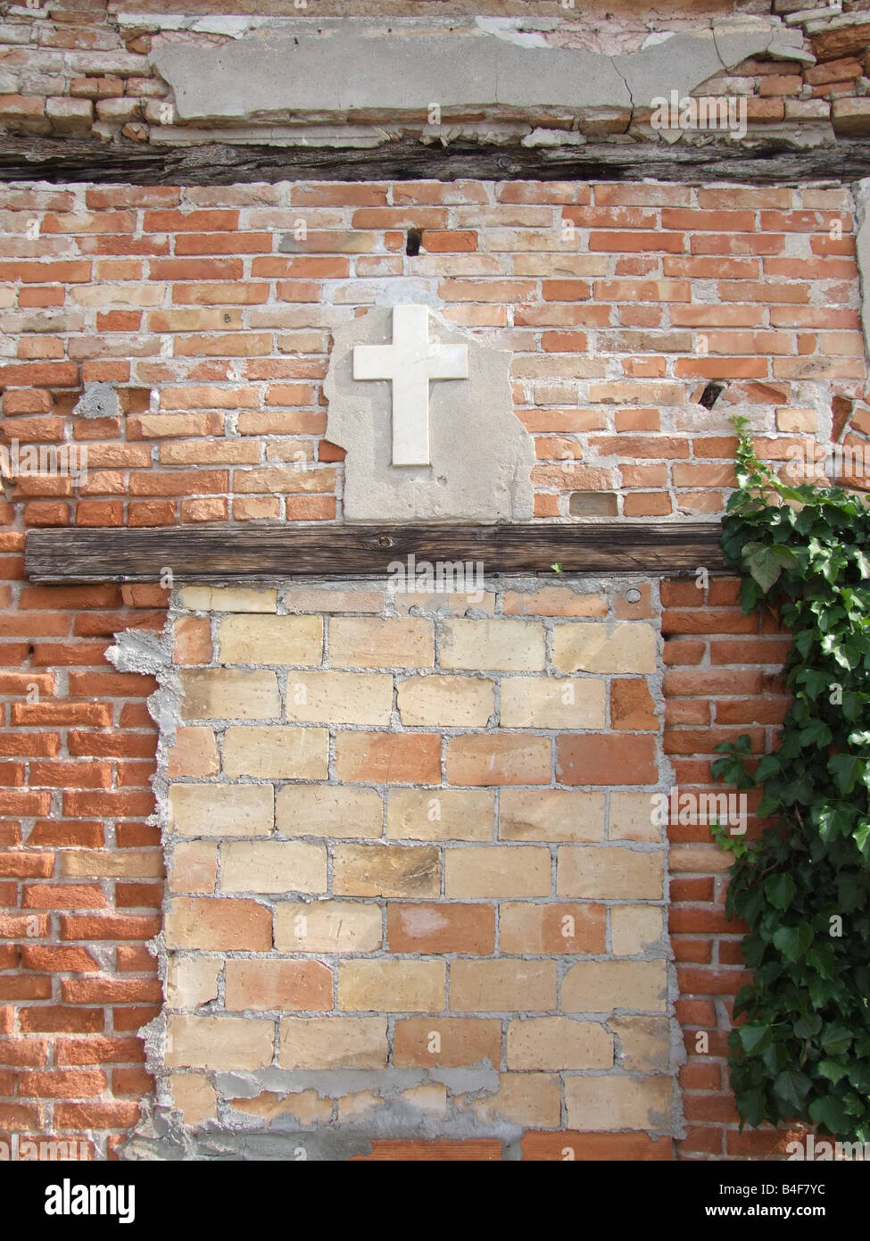 old derelict church wall with cross in venice Stock Photo - Alamy
