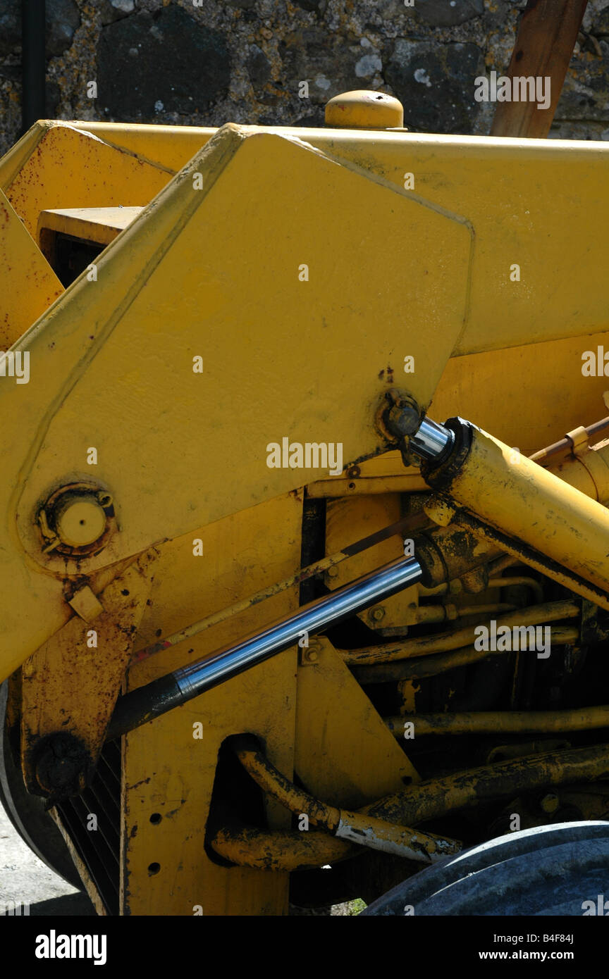 Front of yellow digger Stock Photo - Alamy