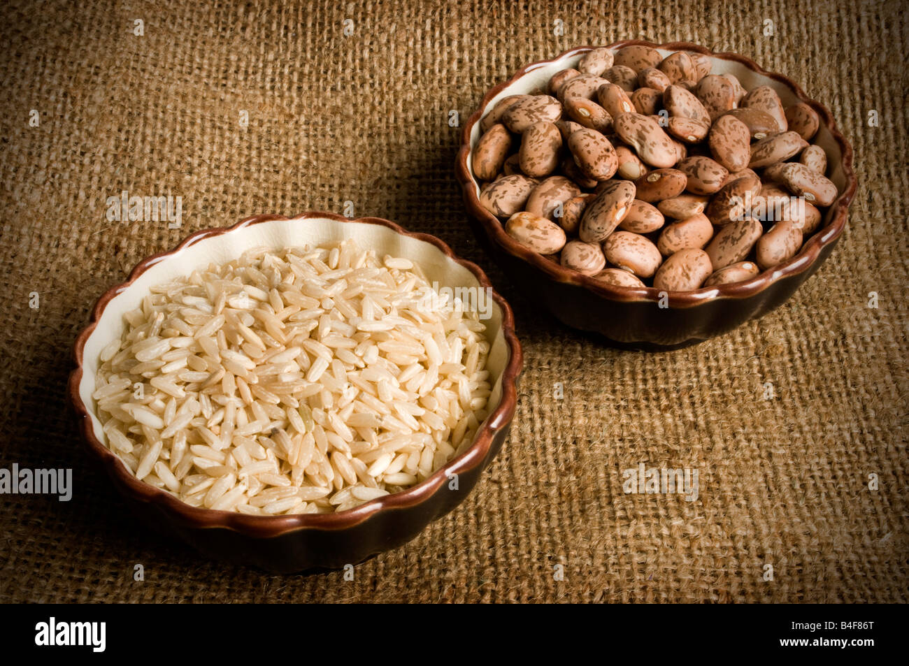 Two bowls of rice and beans Stock Photo - Alamy