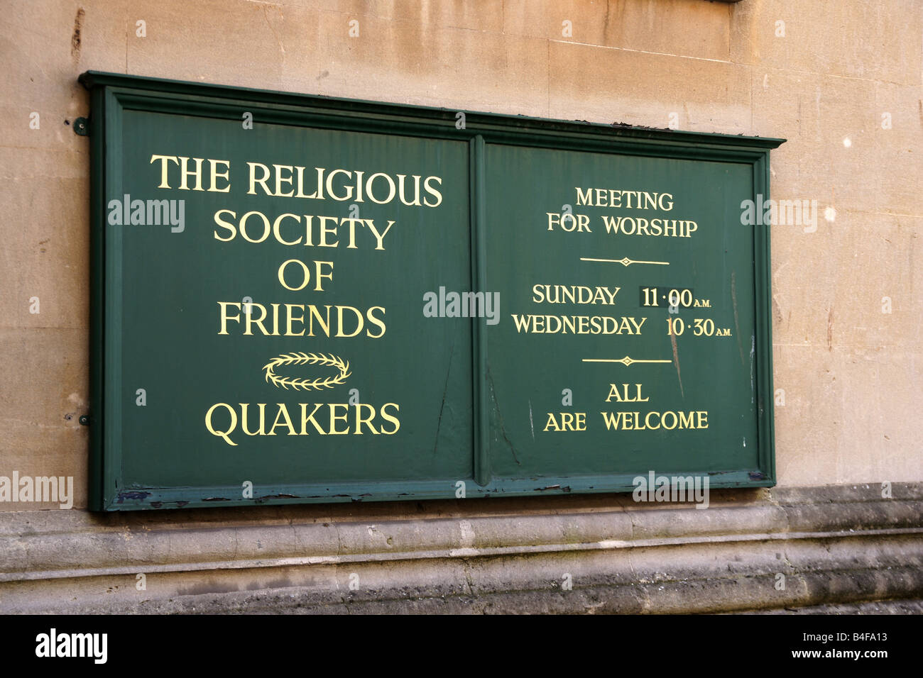 Religious society of Friends sign in Bath England Stock Photo - Alamy