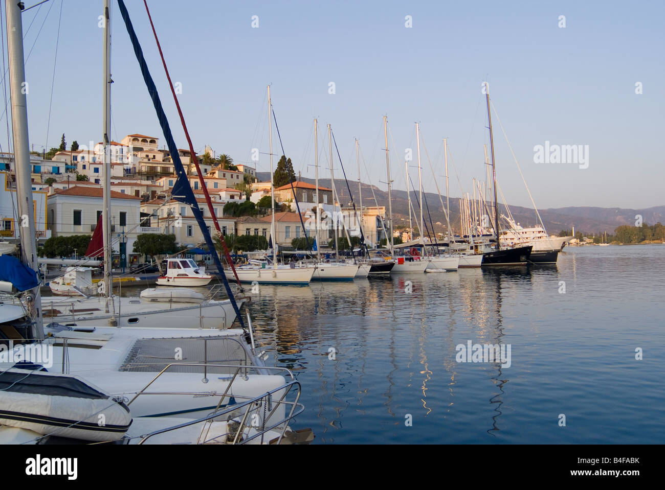 The Marina and Harbour Area with Boats and Yachts in Poros Town Isle of ...
