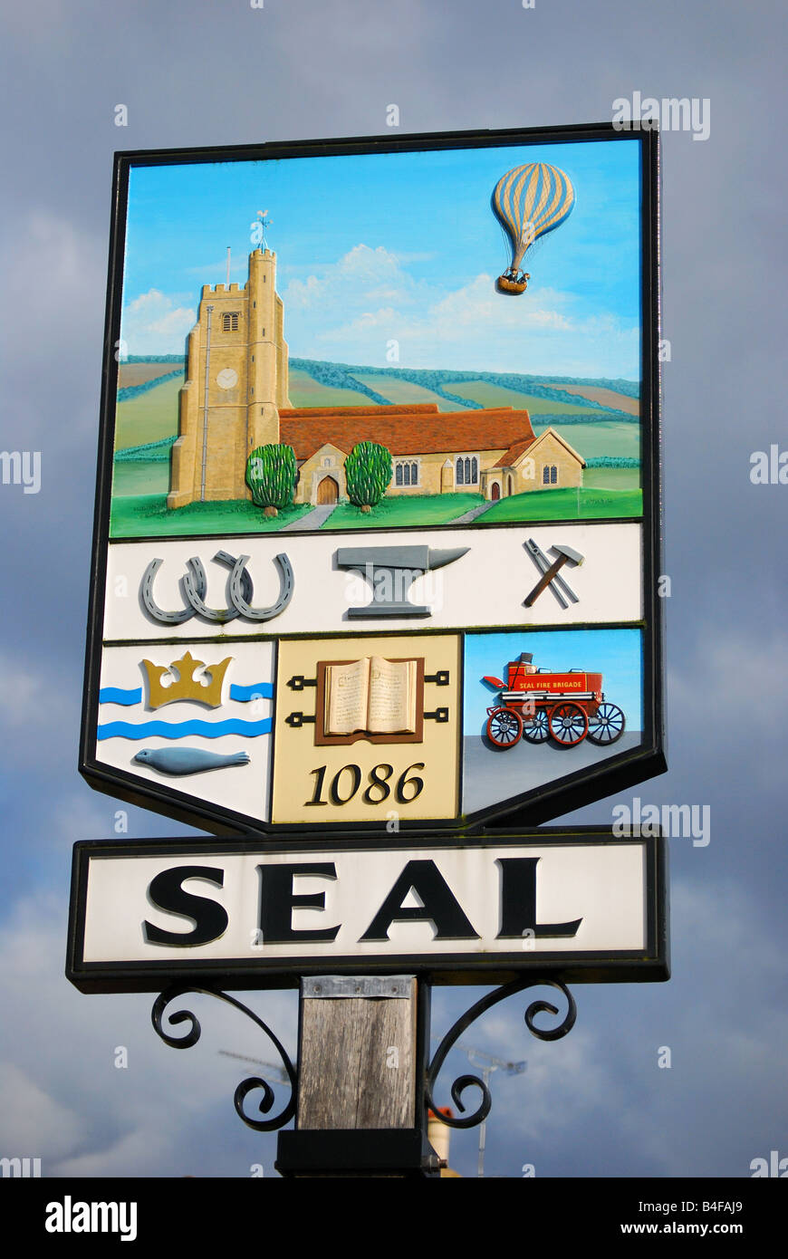 Village sign, Seal, Kent, England, United Kingdom Stock Photo - Alamy