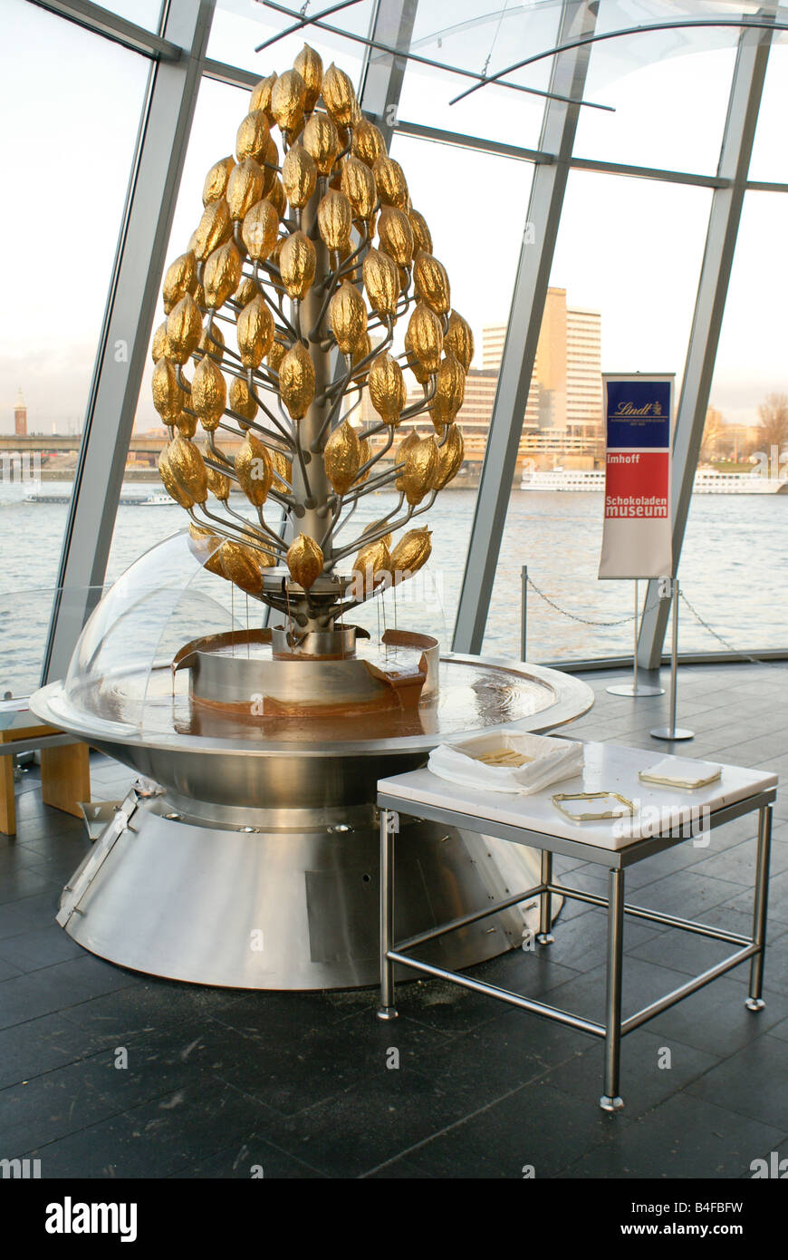 Chocolate fountain in the chocolate museum. Cologne, Germany Stock ...