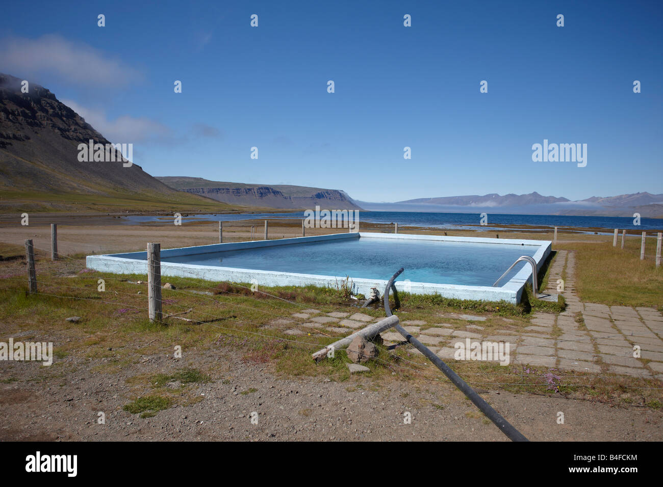 Swimming pool in Reykjarfjordur west Iceland Stock Photo - Alamy