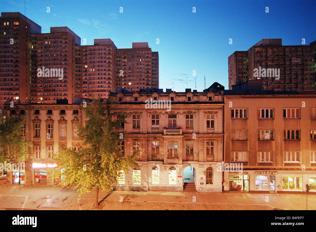The Piotrkowska street and blocks of flats in Lodz, Poland Stock Photo ...