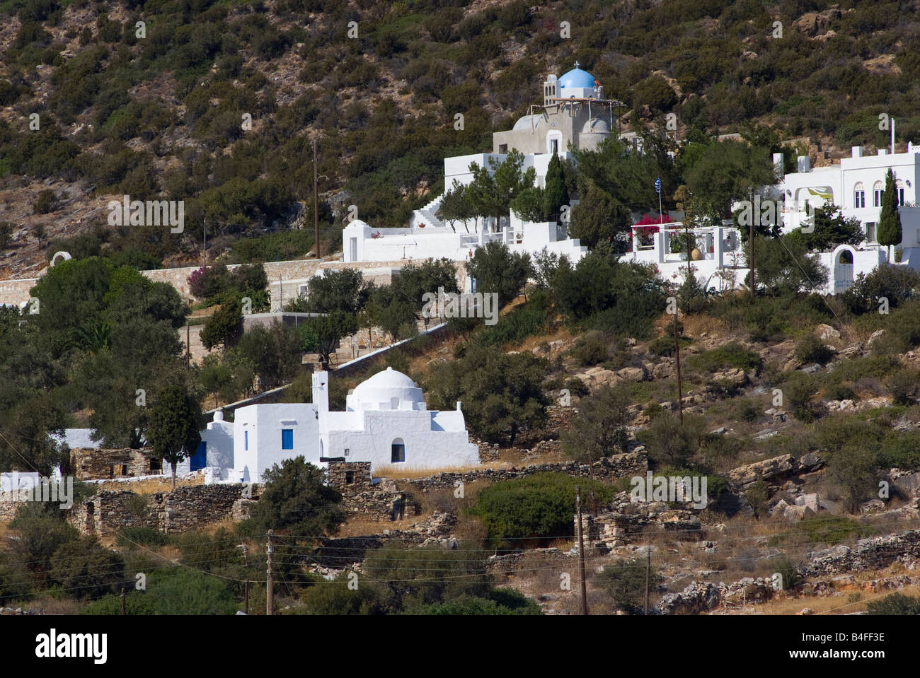 Blue and White Domed Churches in Platis Gialos Isle of Sifnos Cyclades ...
