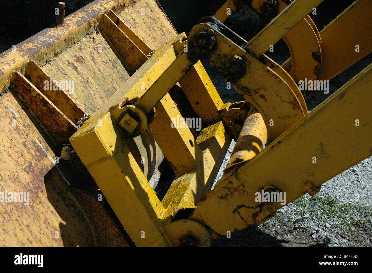 Front of yellow digger Stock Photo - Alamy