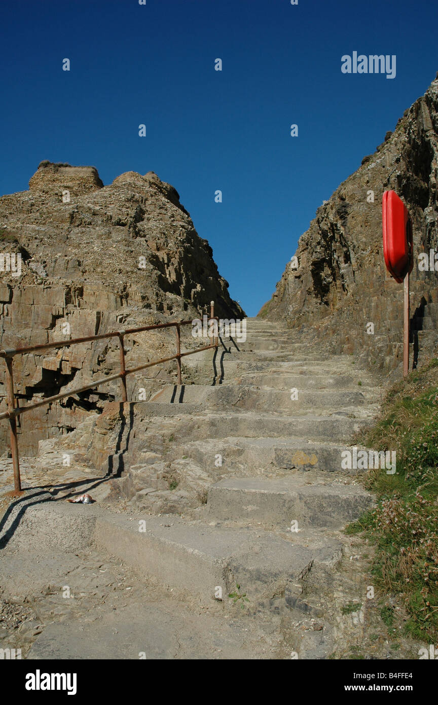 Cliff steps with railings Stock Photo - Alamy