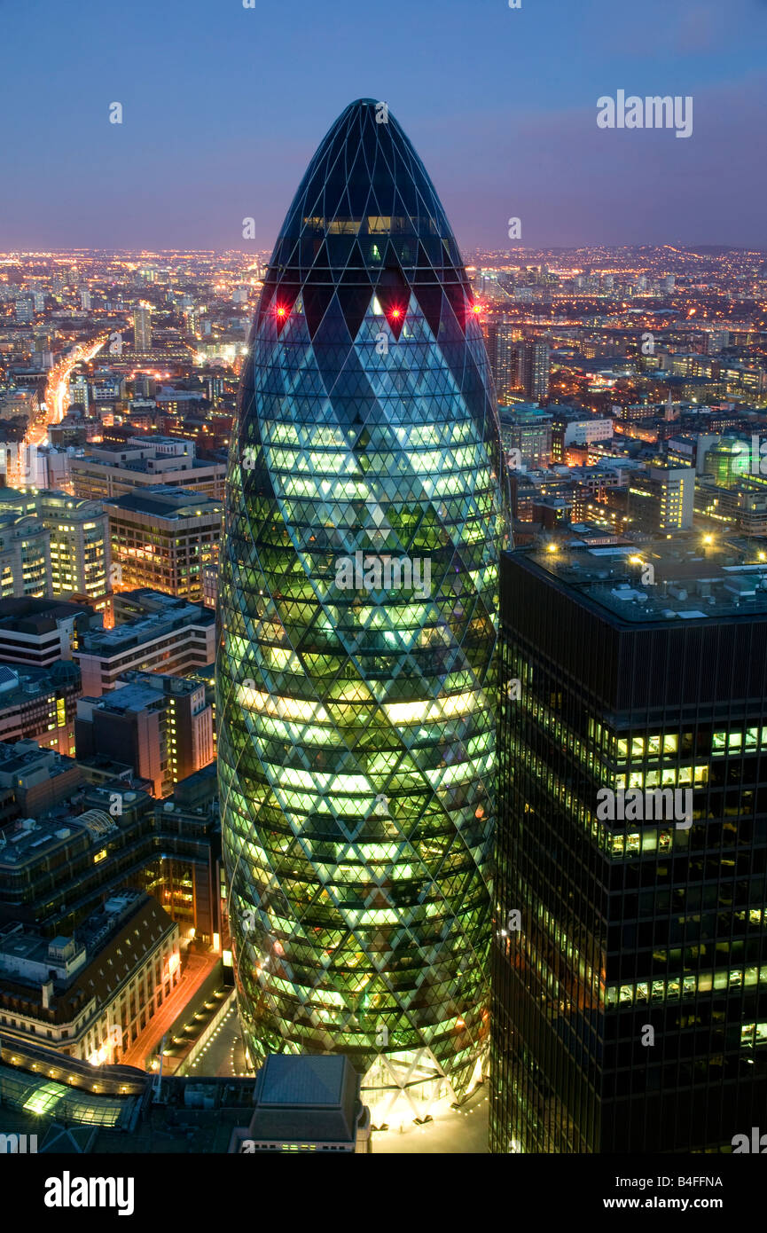 Aerial View The Gherkin ( Swiss Re) building Stock Photo - Alamy