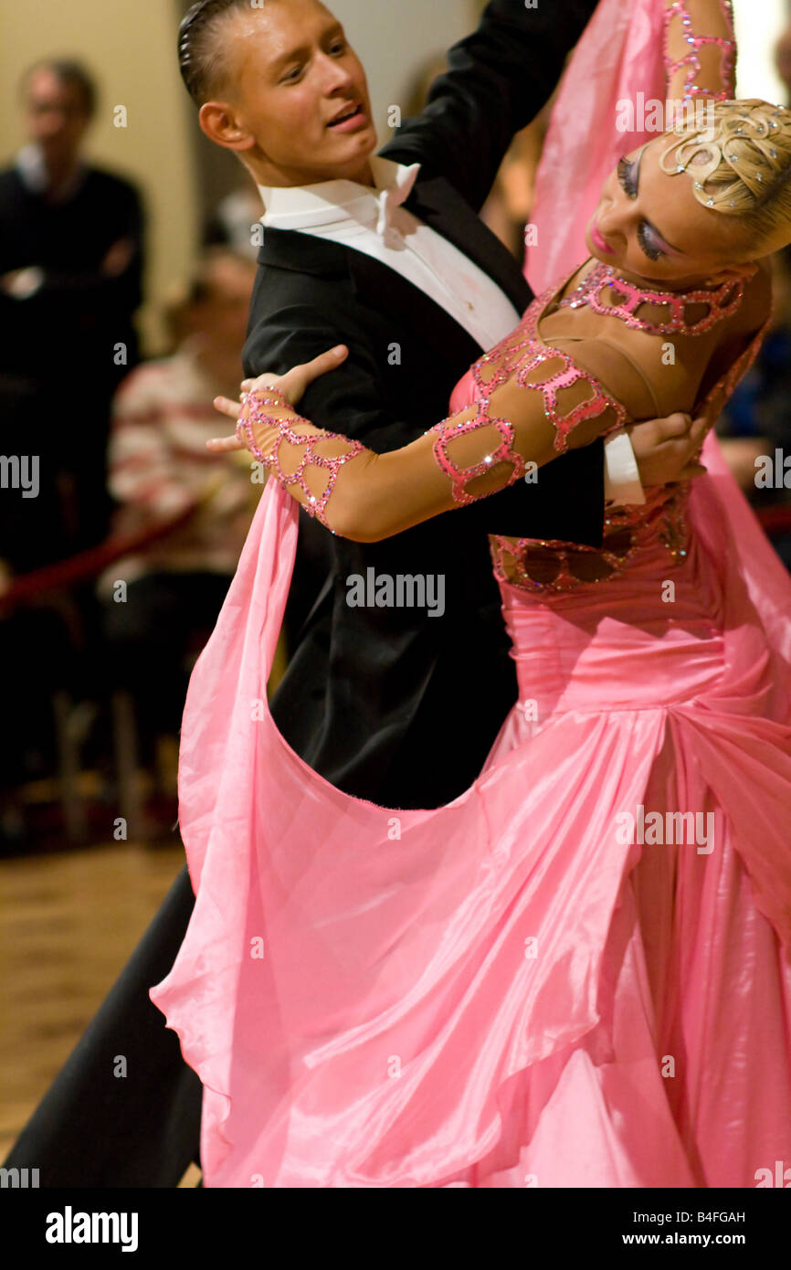 Young dancers posing. Ballroom dance competition "Nevsky Cup 2008" in ...