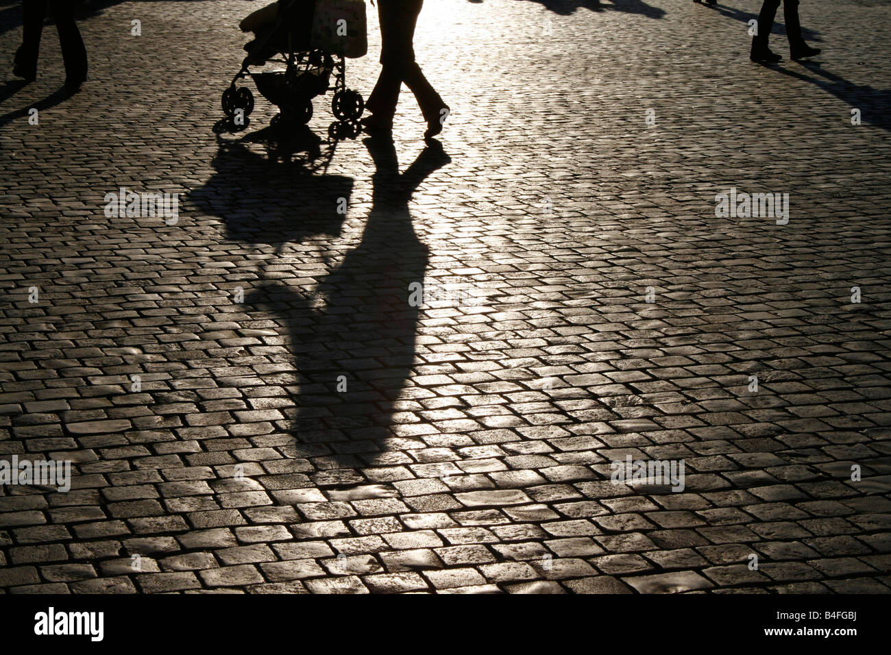 one person walking in street in city town Stock Photo - Alamy