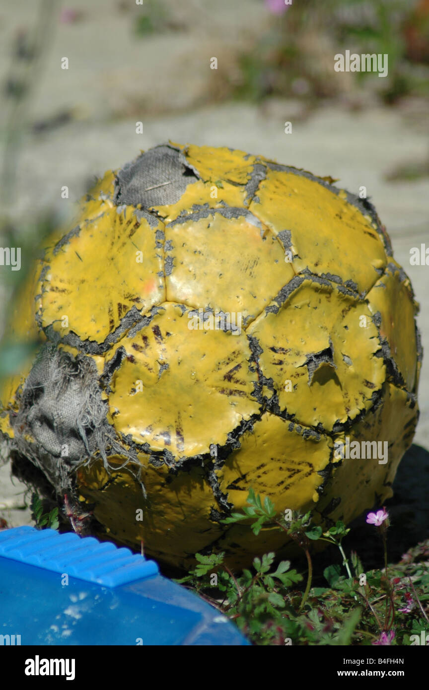 Old yellow football Stock Photo - Alamy