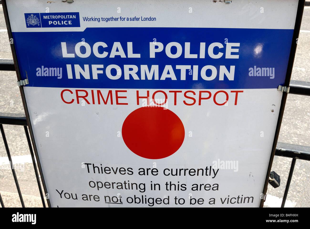 Crime hotspot sign marylebone high hi-res stock photography and images ...