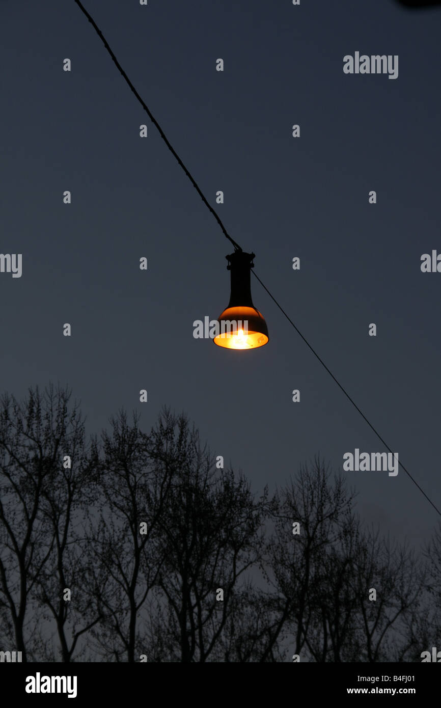 one street lamp post pole at night Stock Photo - Alamy