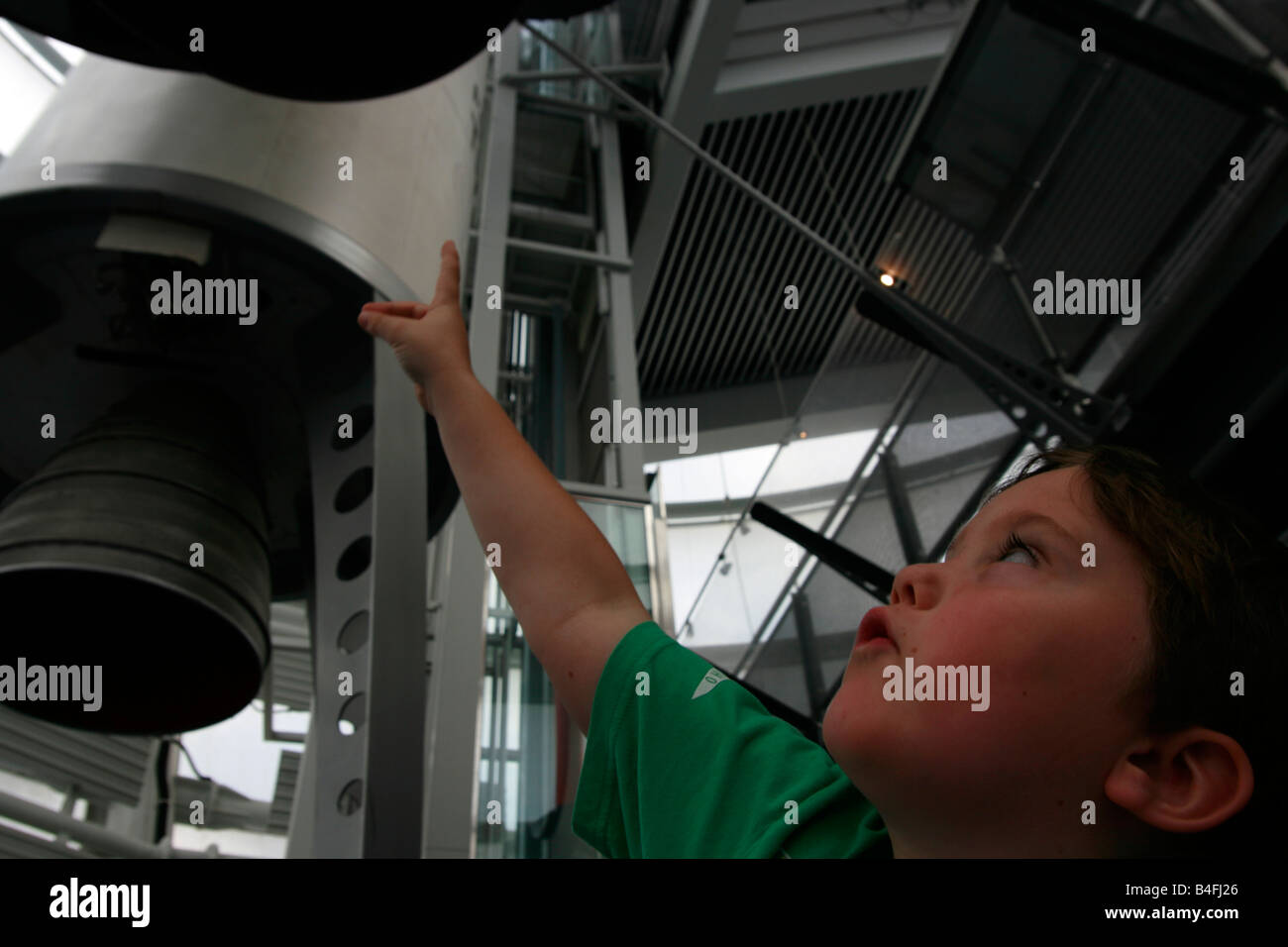 It s a big one. seven year old boy looking up at a rocket launch ...