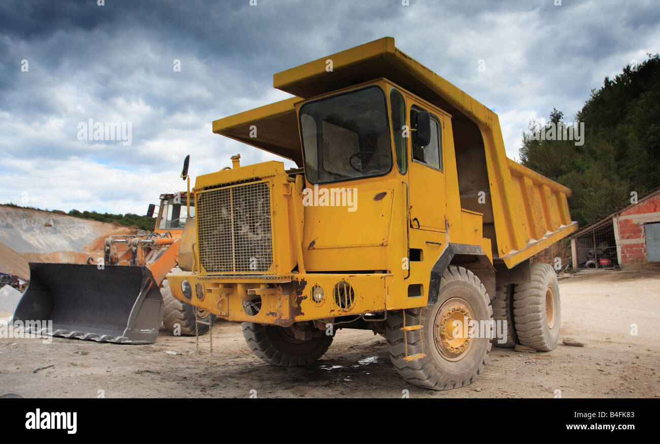 Bulldozer at construction yard Stock Photo - Alamy