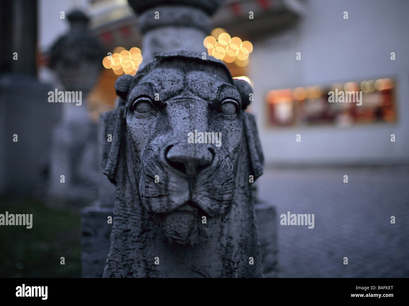 Sculpture of a lion at the Delphi Film Palace, Berlin, Germany Stock ...