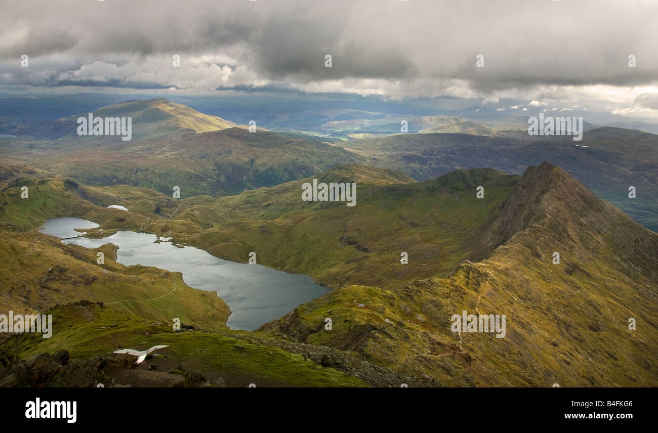 A view of Snowdon National Park ,Taken from the summit of Snowdon Stock ...