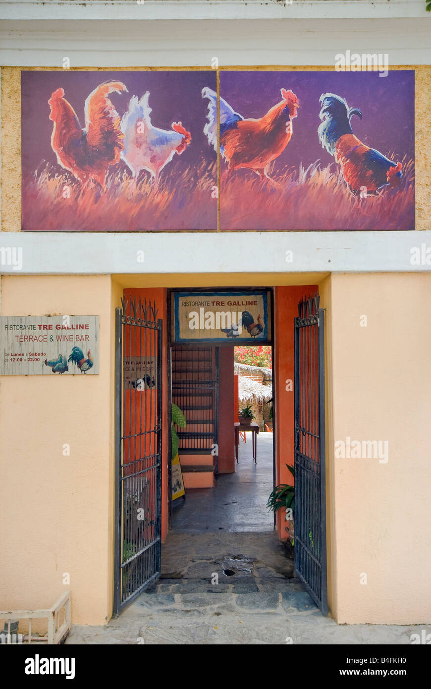 Tre Galline restaurant at Todos Santos Baja California Sur Mexico Stock ...