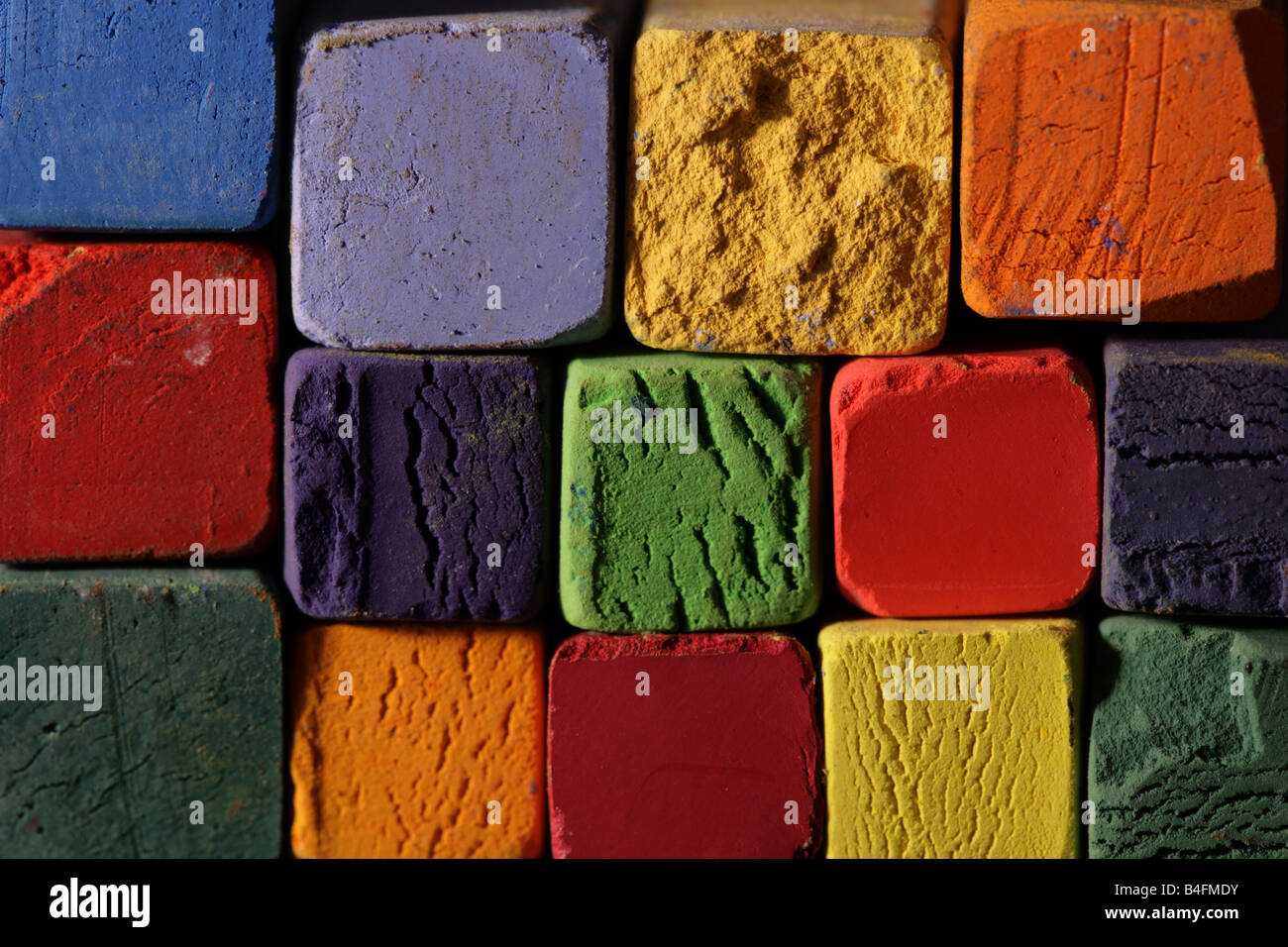 "colour wall, square chalks Stock Photo - Alamy