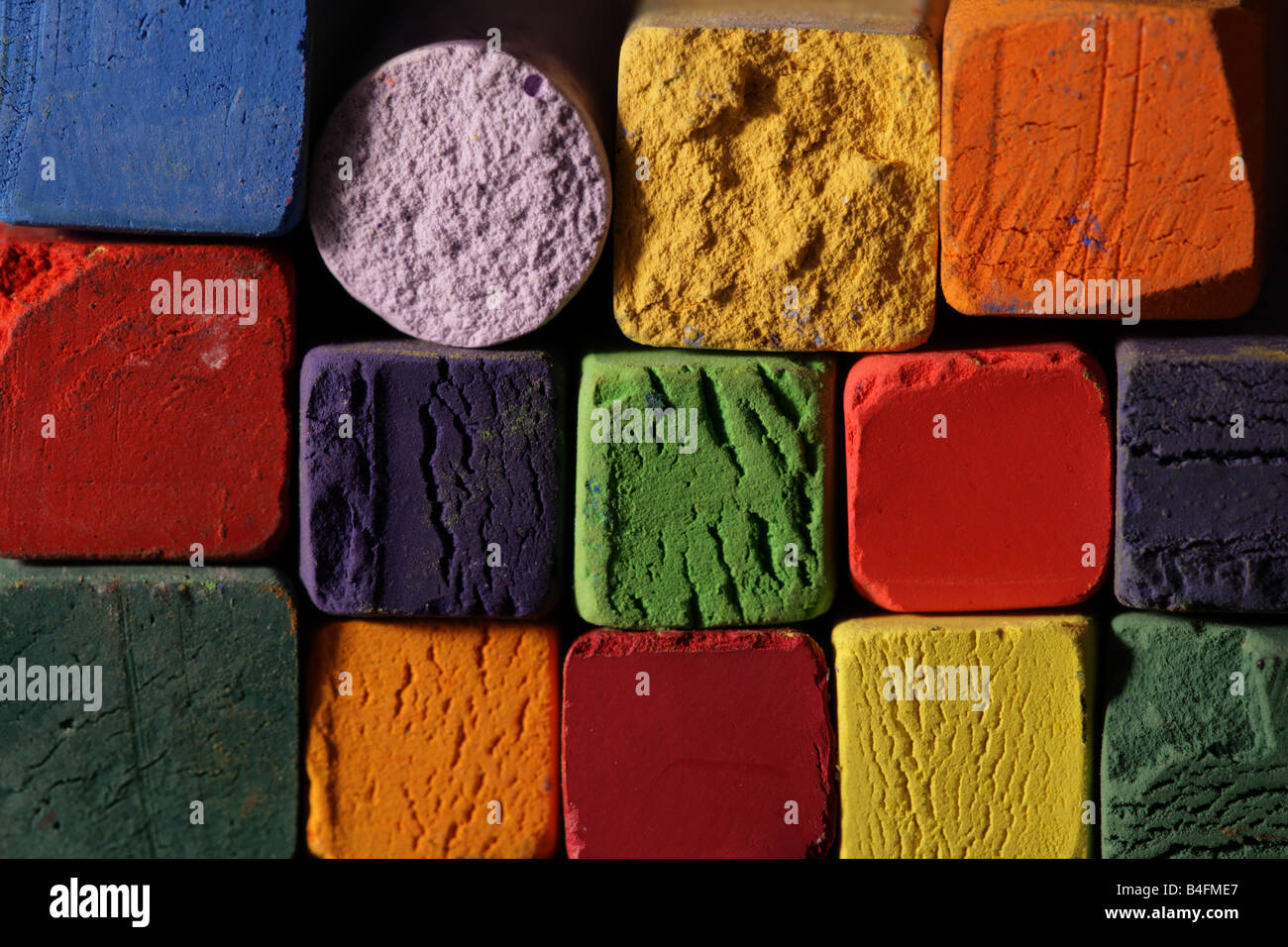 "colour wall, square chalks Stock Photo - Alamy