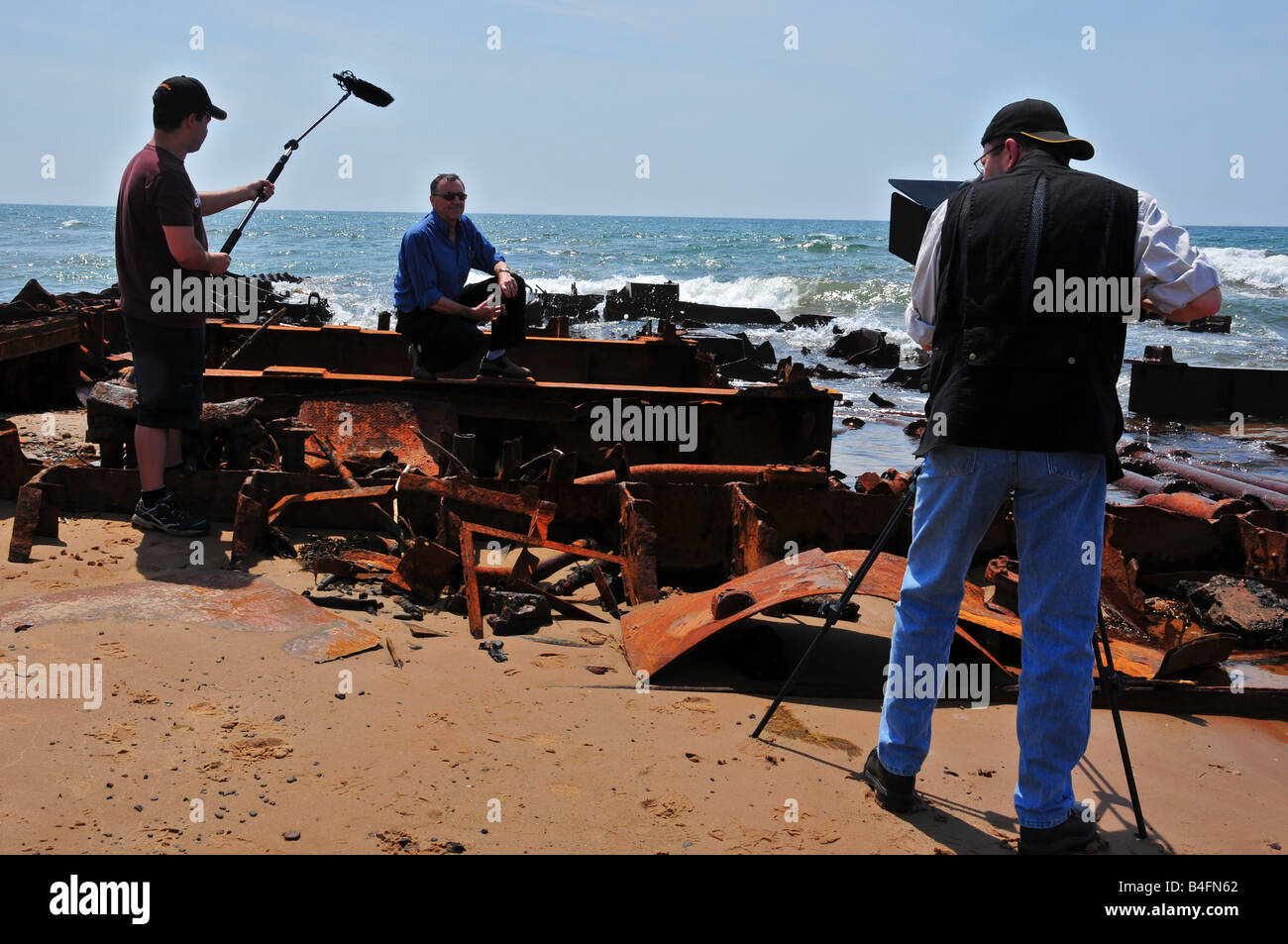 Movie set Crew making a documentary Stock Photo - Alamy