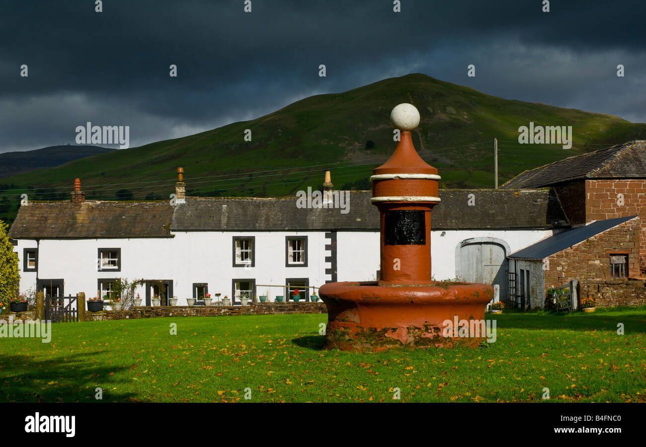 Elaborate water trough on village green, Dufton, Cumbria, England UK ...