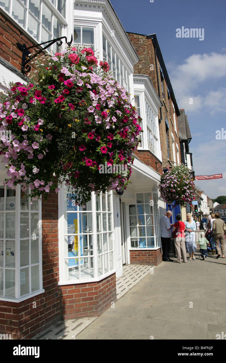 City of Ripon, England. City centre street scene in Ripon’s Fishergate ...