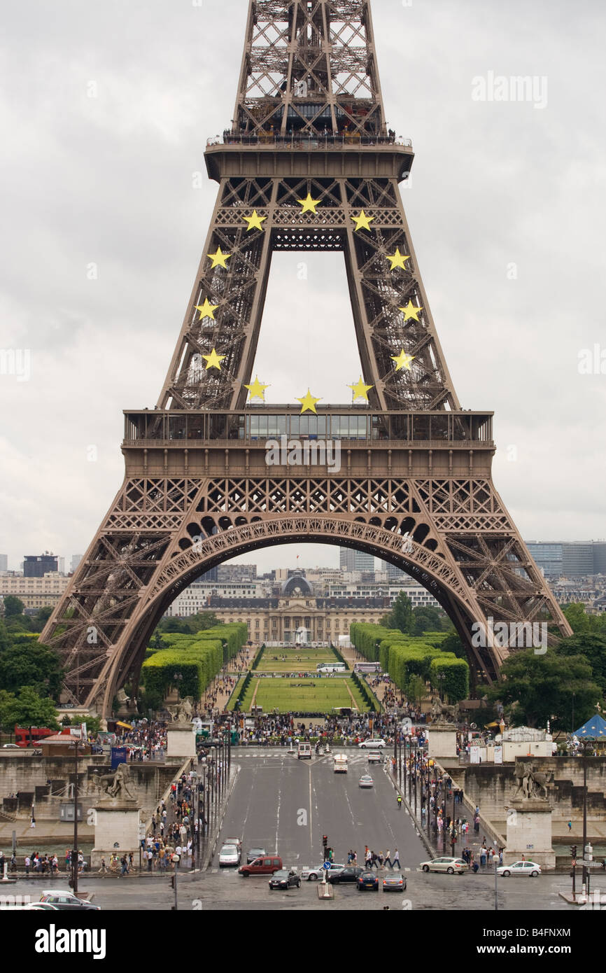 The Eiffel Tower in Paris, France on an overcast day Stock Photo - Alamy
