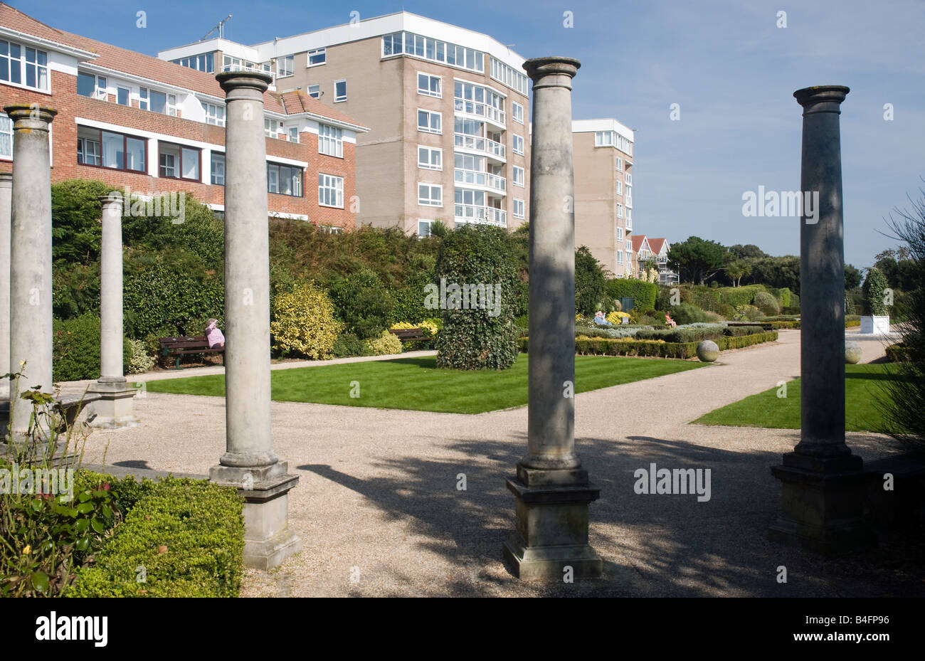Stone pillars in Boscombe Cliff Gardens Boscombe Bournemouth Dorset UK ...