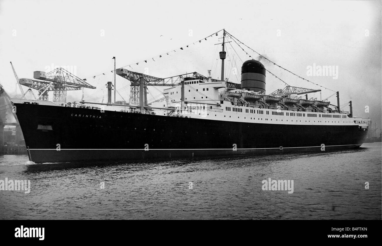 Cunard liner ship Carinthia pictured leaving John Browns Yard at ...