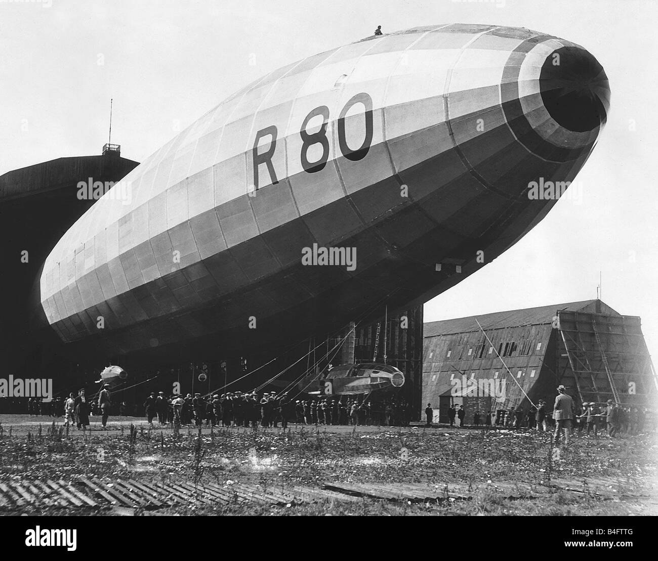 R80 Airship being launched from shed July 1920 The figure sitting on ...