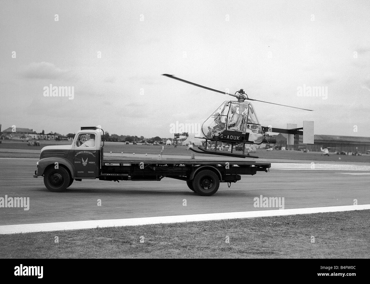 Fairey Aviation Ultralight Helicopter landing on the back of a lorry at ...