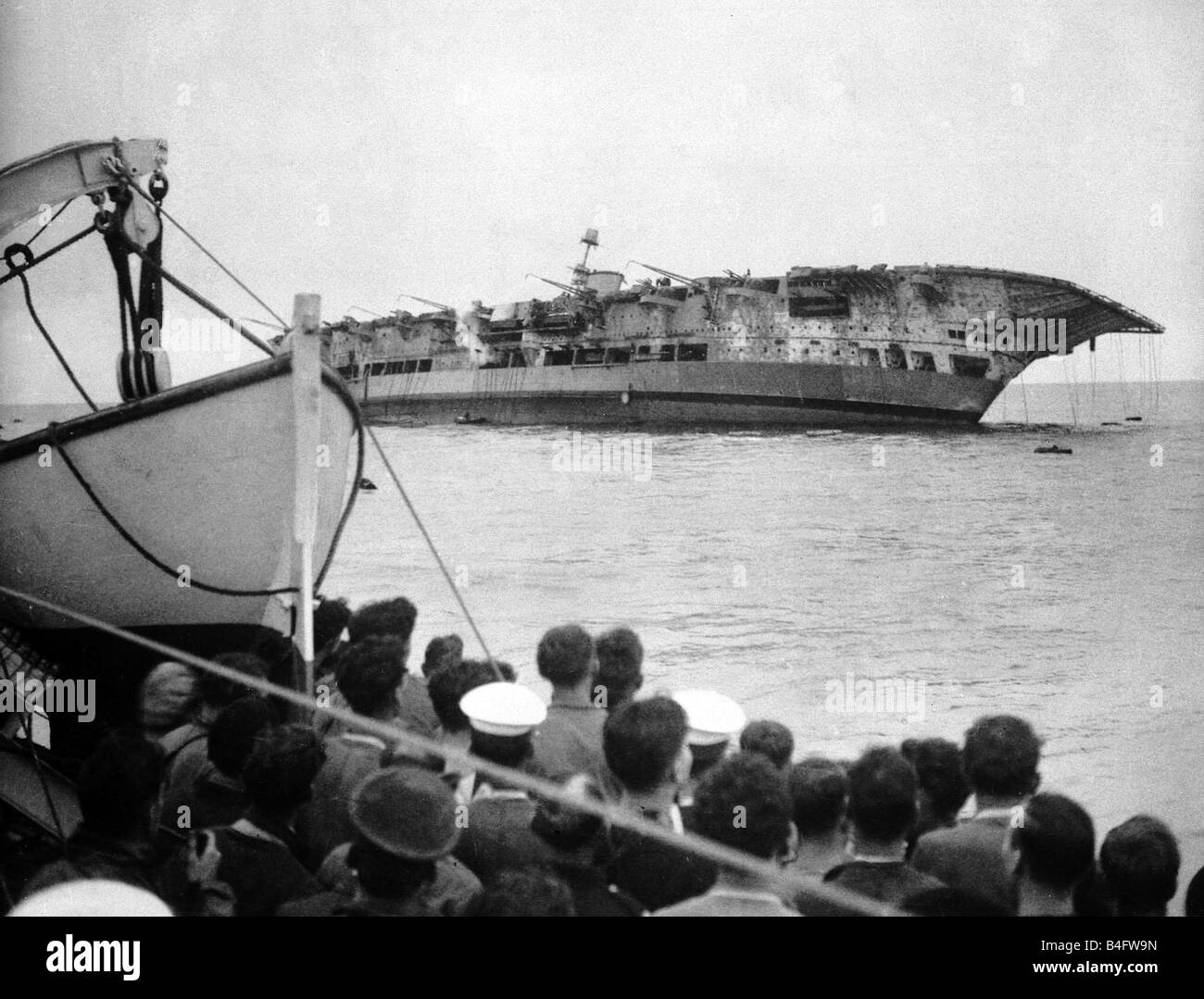 Ships Royal Navy Aircraft carrier Ark Royal The crew of the stricken ...