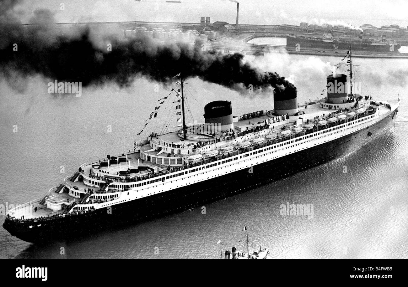 Ship Normandie leaving Le Havre to Southampton and New York on May 29 ...