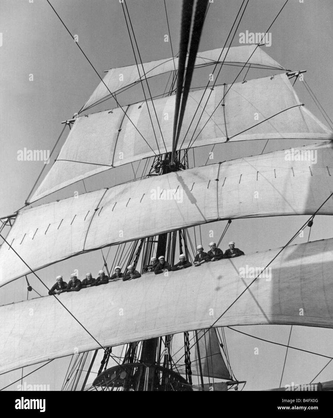 Cadets aboard the Sorlandet seen here setting the sails in the English ...