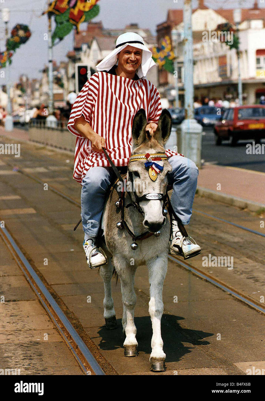 Peter Howitt Actor from BBC series Bread riding Donkey on Streets of ...