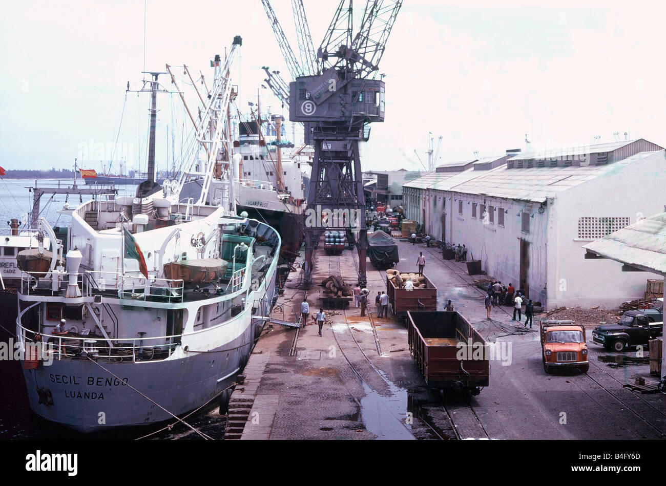 Ships being loaded and unloaded at the port of Luanda in Angola Africa ...