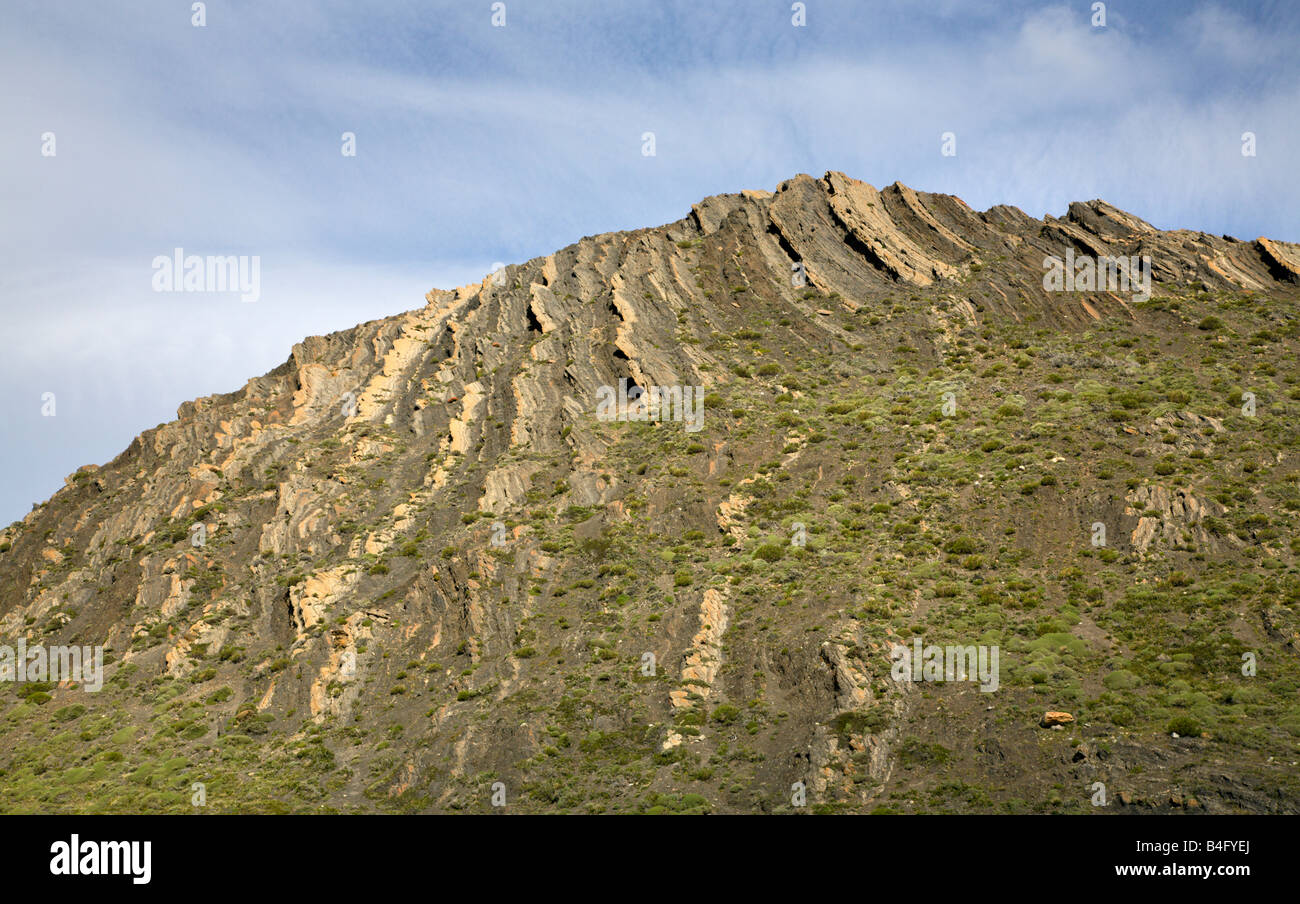Strata of rocks showing differential erosion, Torres del Paine National ...
