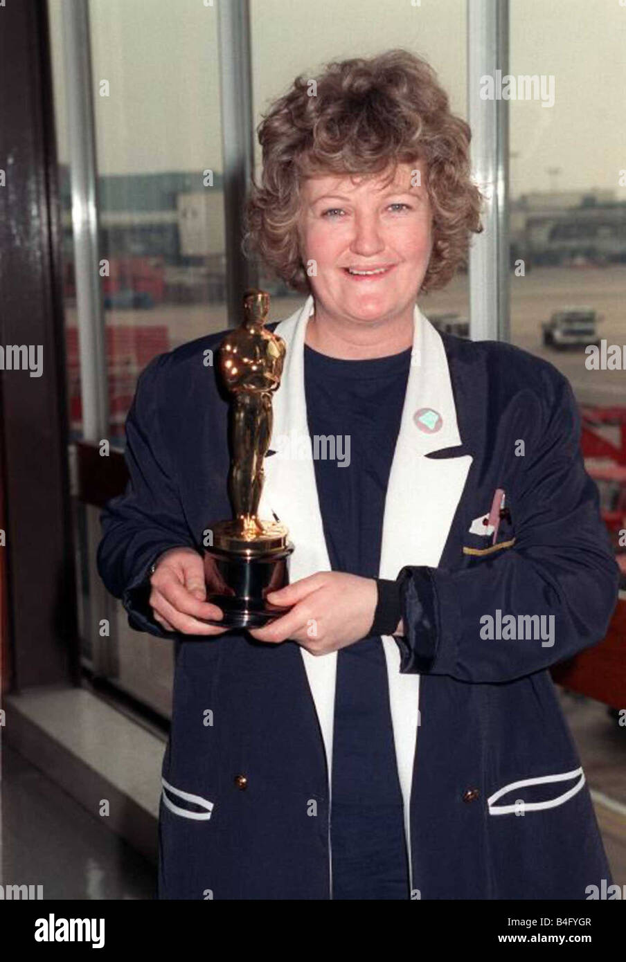 Brenda Fricker actress March 1990 celebrates winning her Oscar at ...