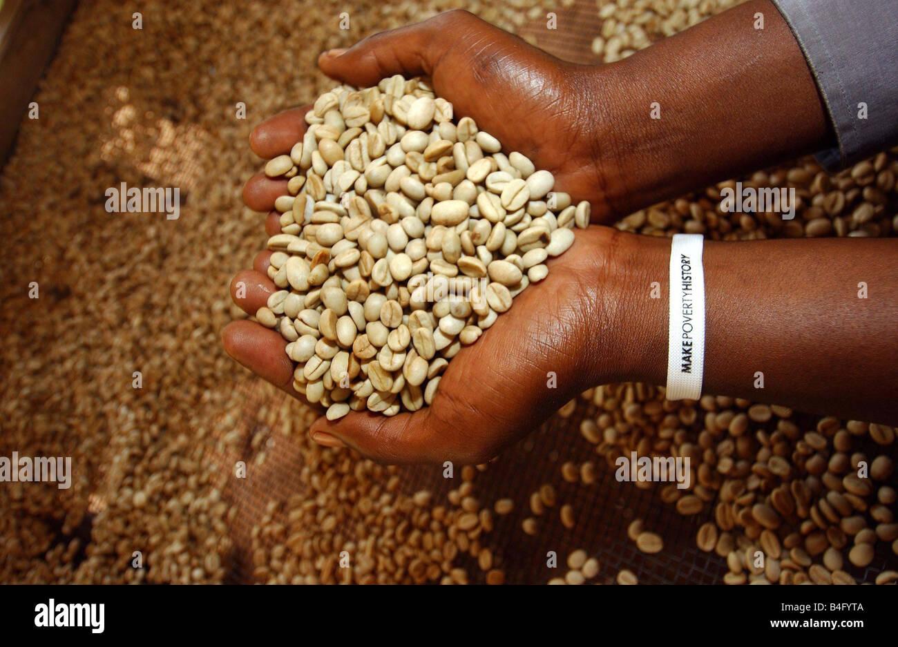 Workers at the coffee making plant in the Rwandan village of Maraba ...